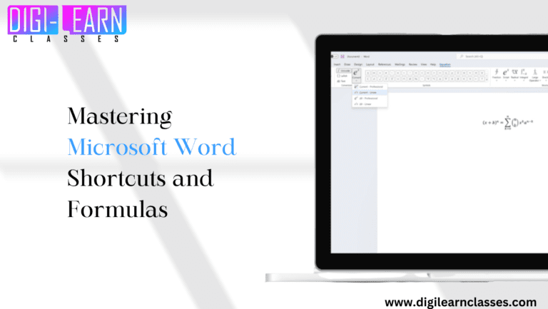 Microsoft Word Formulas | Shortcut keys | Word - Digi Learn Classes